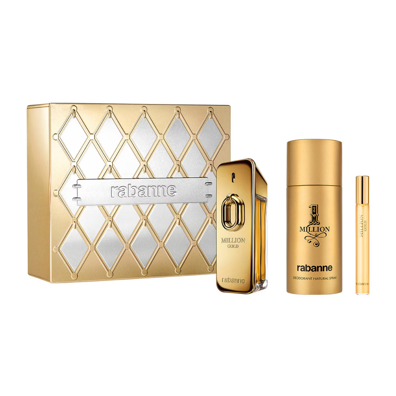 Set Perfume Gold Million EDP Intense 100 ml + Mini 10 ml + Deo 150 ml ...