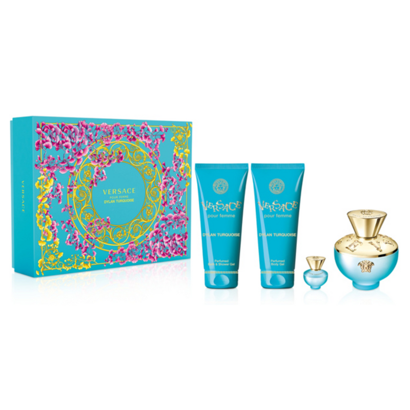 Versace Pour Femme Dylan Turquoise EDT 100 ML + 5 ML + Body Gel 100 ML ...